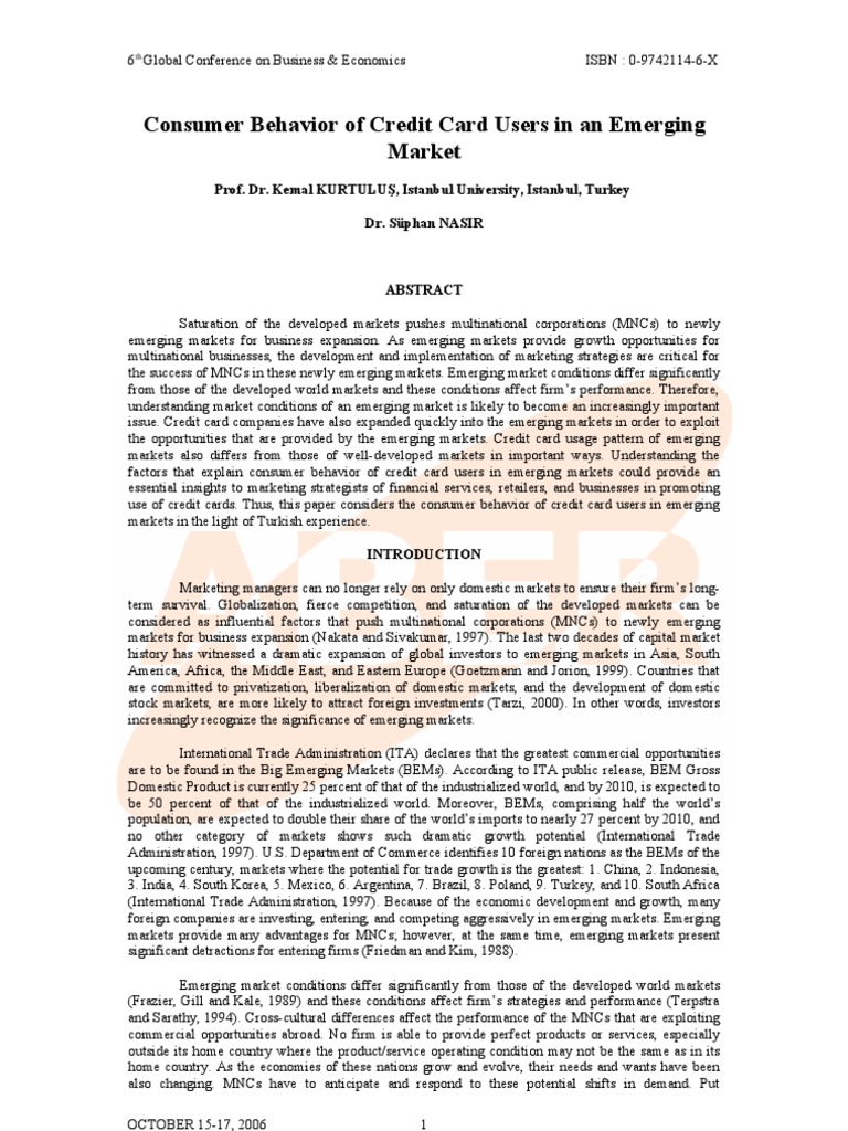 Consumer Behavior of Credit Card Users in An Emerging Market | PDF ...
