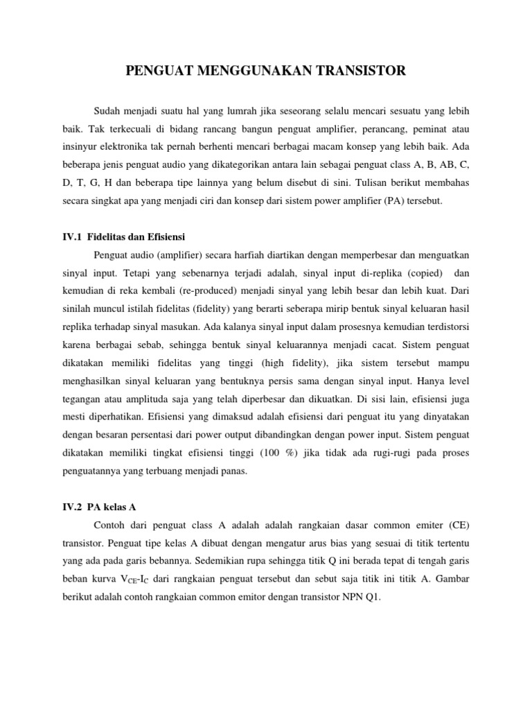 Penguat Menggunakan Transistor | PDF