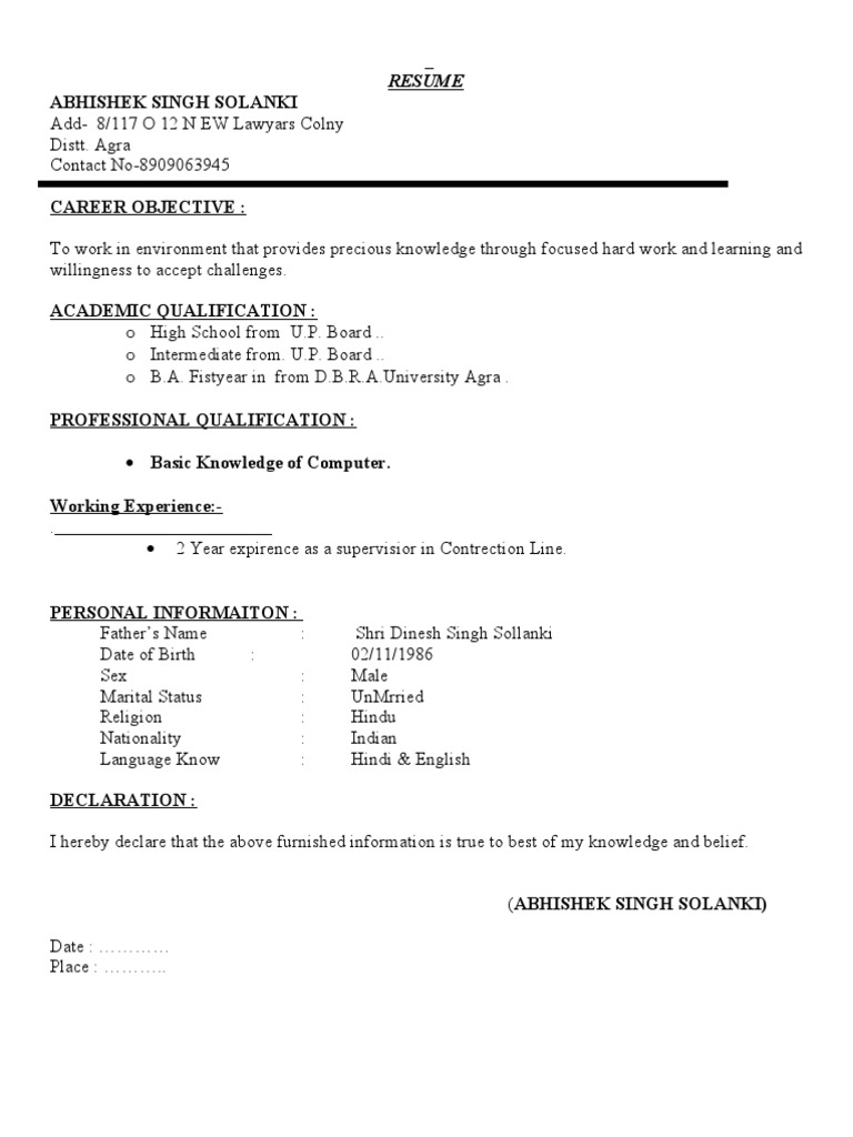 Abhishek Singh Solanki: Resume | PDF | Career & Growth | Wellness