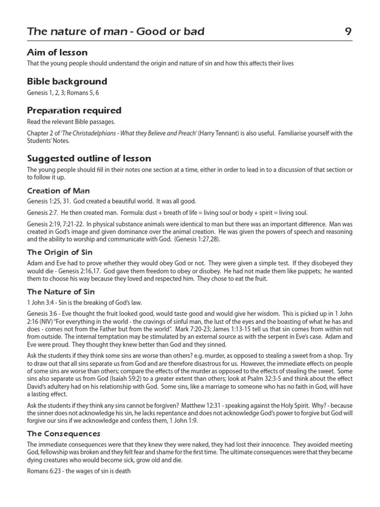 Understanding the Origin and Nature of Sin and its Relevance to Our ...