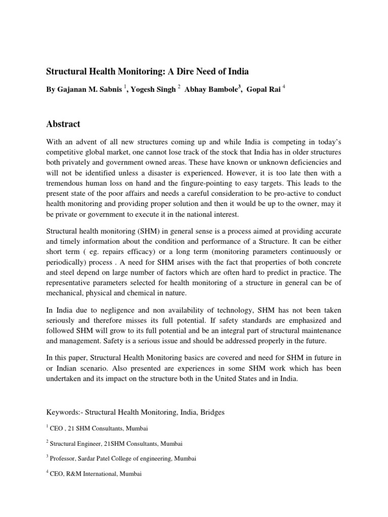 Importance of Structural Health Monitoring in India | PDF
