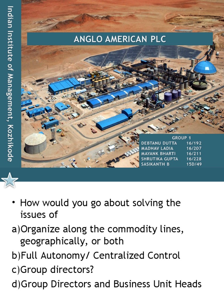 ANGLO AMERICAN PLC CASE STUDY