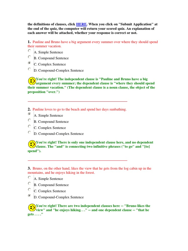 Sentence Structure Exercises with Answers | PDF | Clause | Sentence ...
