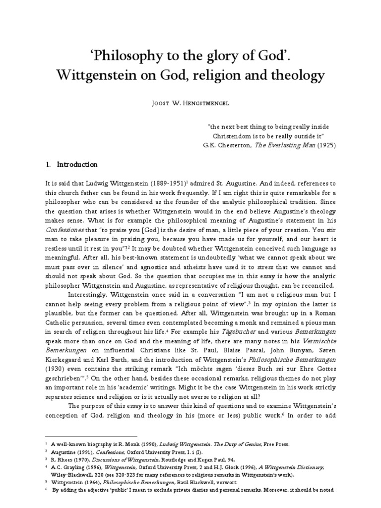 Wittgenstein On God | PDF | Philosophy Of Religion | Ludwig Wittgenstein