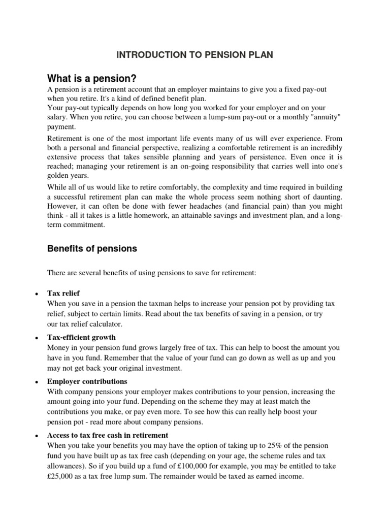 What Is A Pension?: Introduction To Pension Plan | Download Free PDF ...