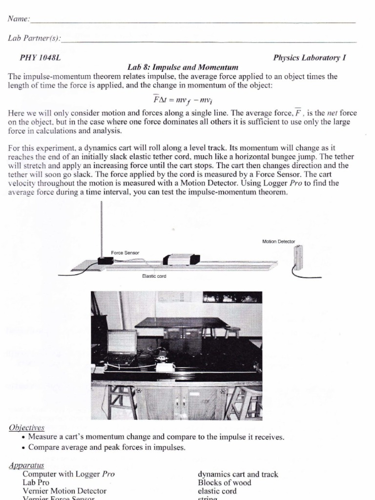 Impulse and Momentum Lab Experiment | PDF | Momentum | Force