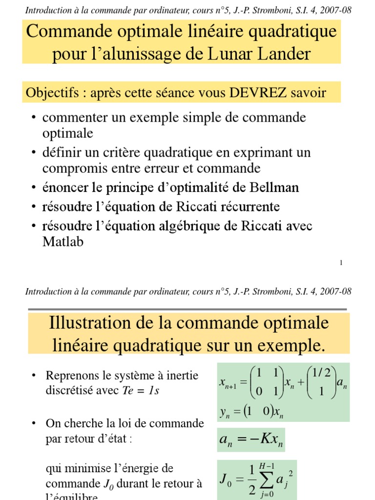 Commande Optimale pour Alunissage | PDF | Matrice (Mathématiques) | Analyse mathématique