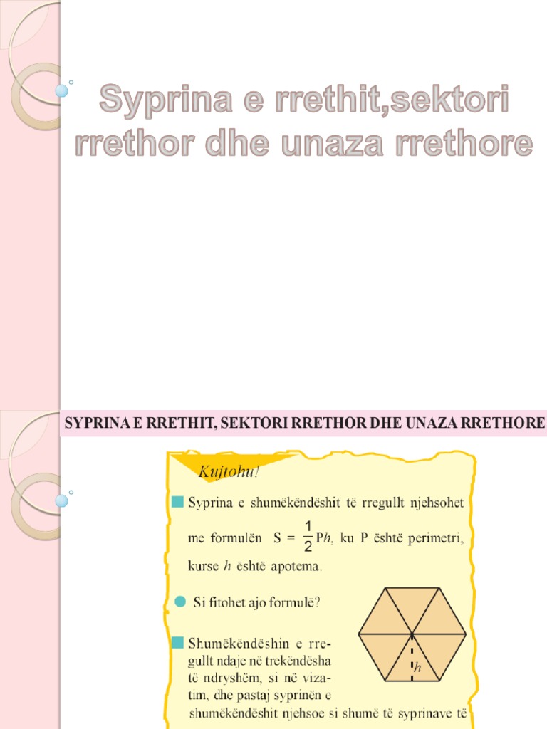 Syprima e Rrethit Sektorit Rrethor Dhe Unazes Rrethore | PDF