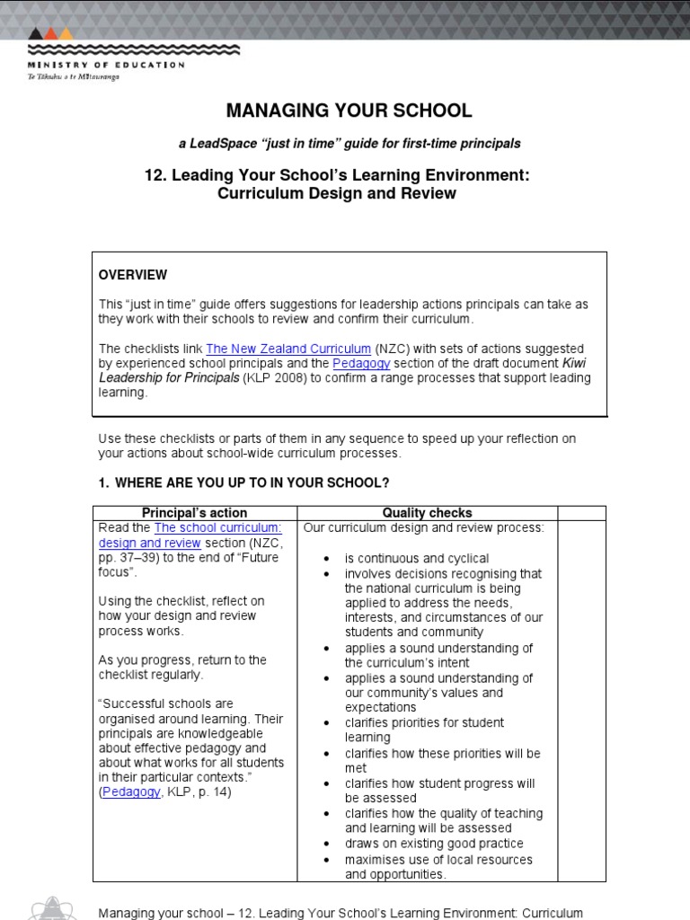 School Management Curriculum Design and Review | PDF | Pedagogy | Teachers