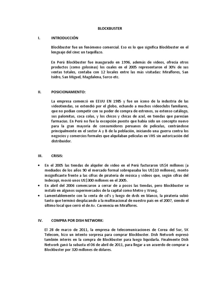 Fracaso de Blockbuster en Perú: Causas y Lecciones | PDF | Infracción ...
