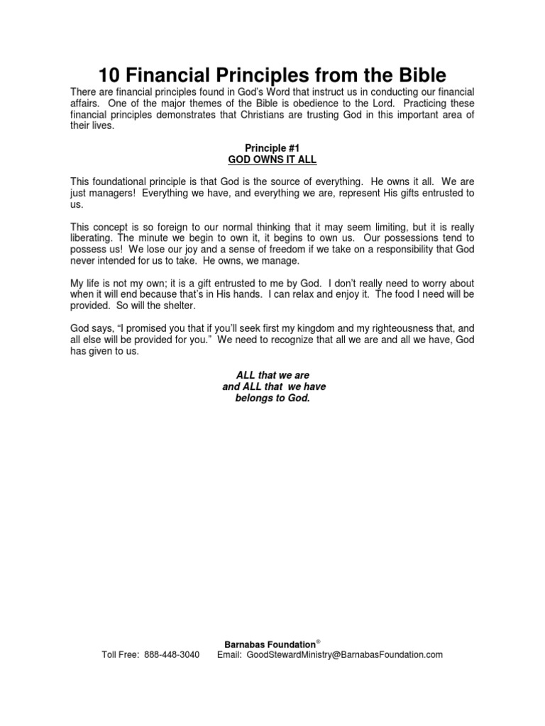 10 Financial Principles That Are Biblical | PDF | Debt | Loans