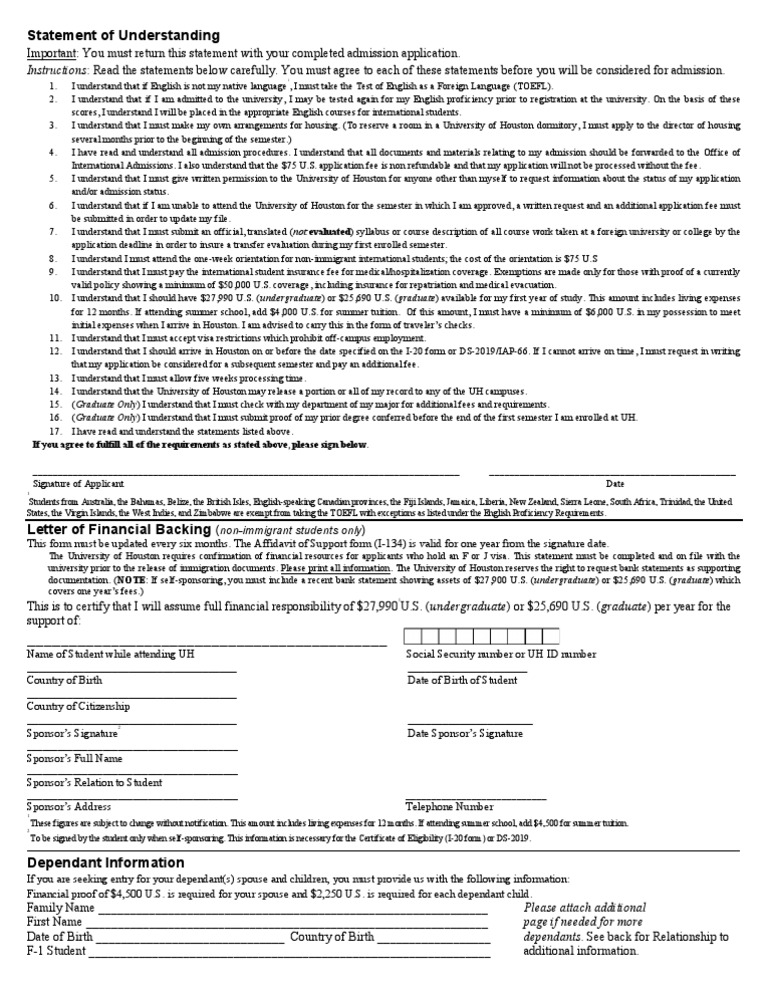 Statement of Understanding | PDF | Government | Immigration
