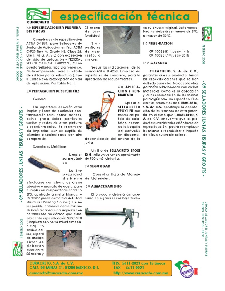 Sellacreto Epoxi Fii H | PDF | Materiales | Química