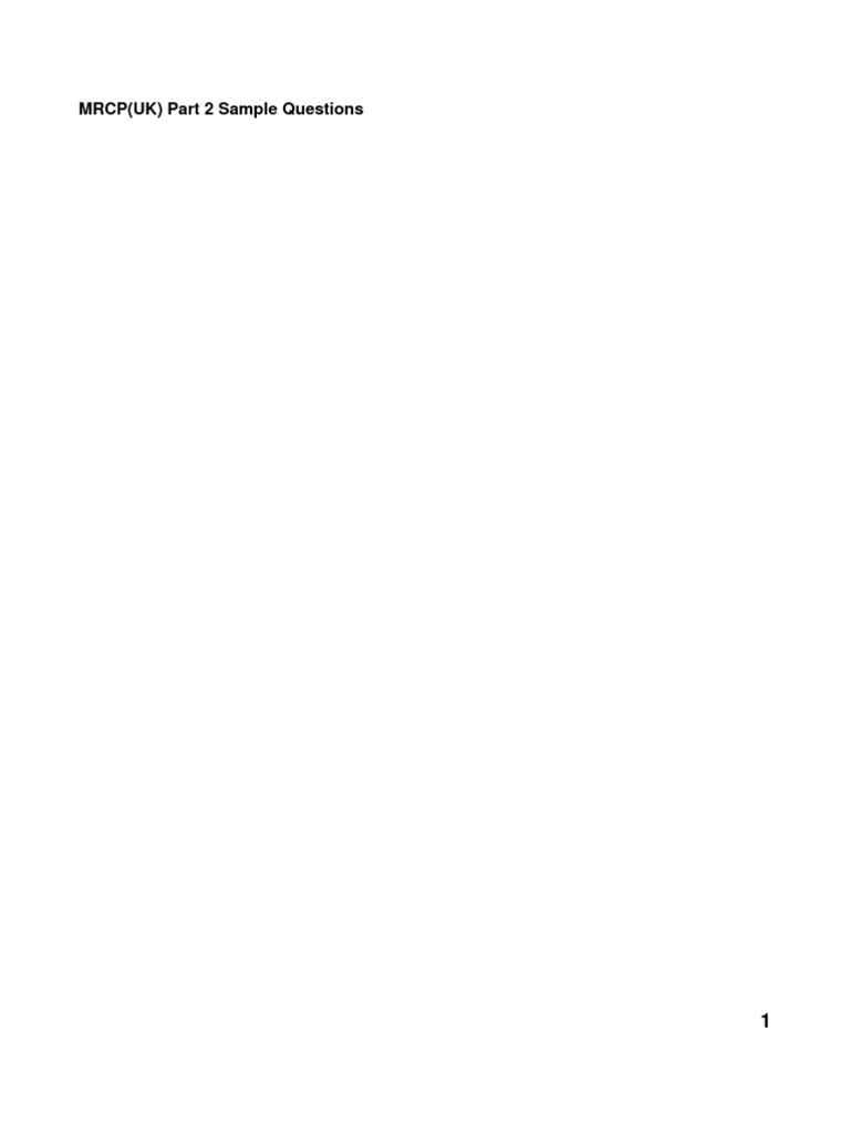 86 MRCP Part 2 Sample Questions | PDF | Breathing | Kidney