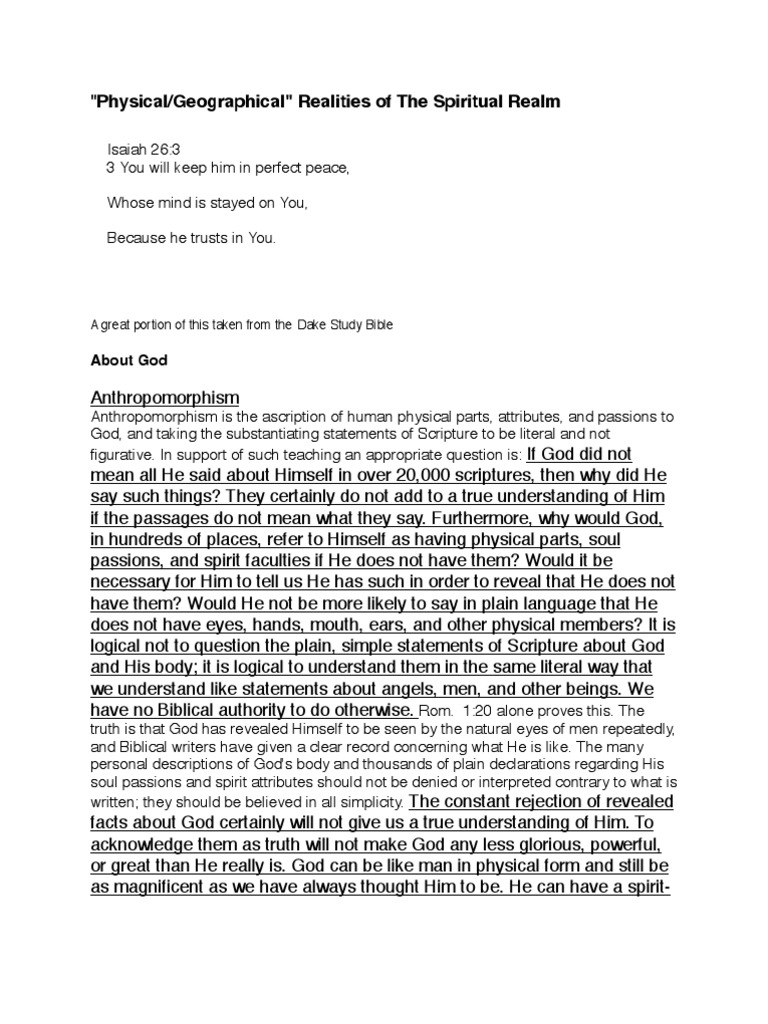 Physical Geographical - Realities of The Spiritual Realm | PDF