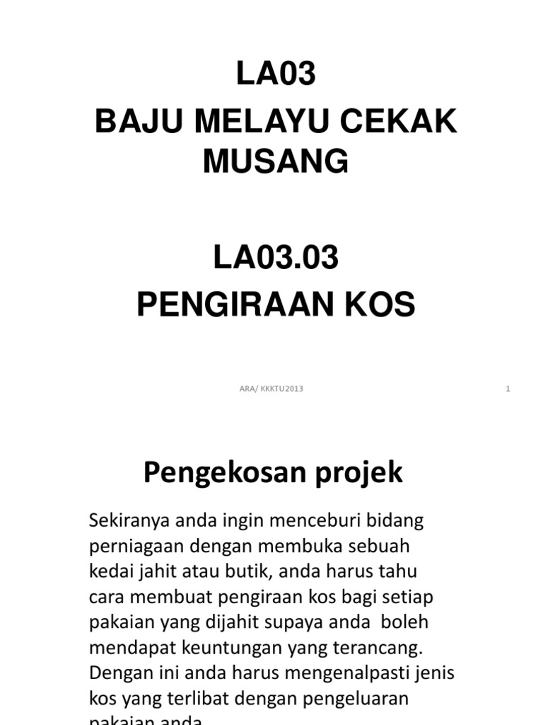 Nota Pengiraan Kos. | PDF