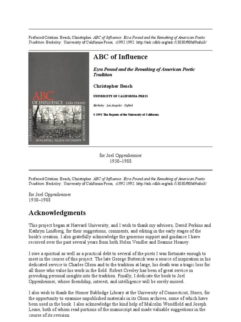 Beach - Ezra Pound and American Poetic Tradition | PDF ...