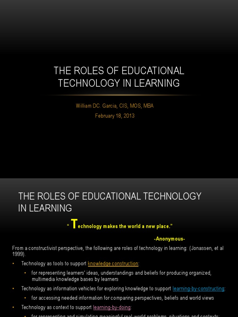 The Roles of Educational Technology | PDF