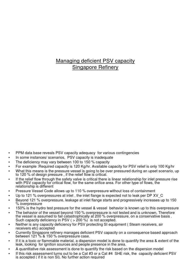 PSV Capacity Management in Singapore Refinery | PDF