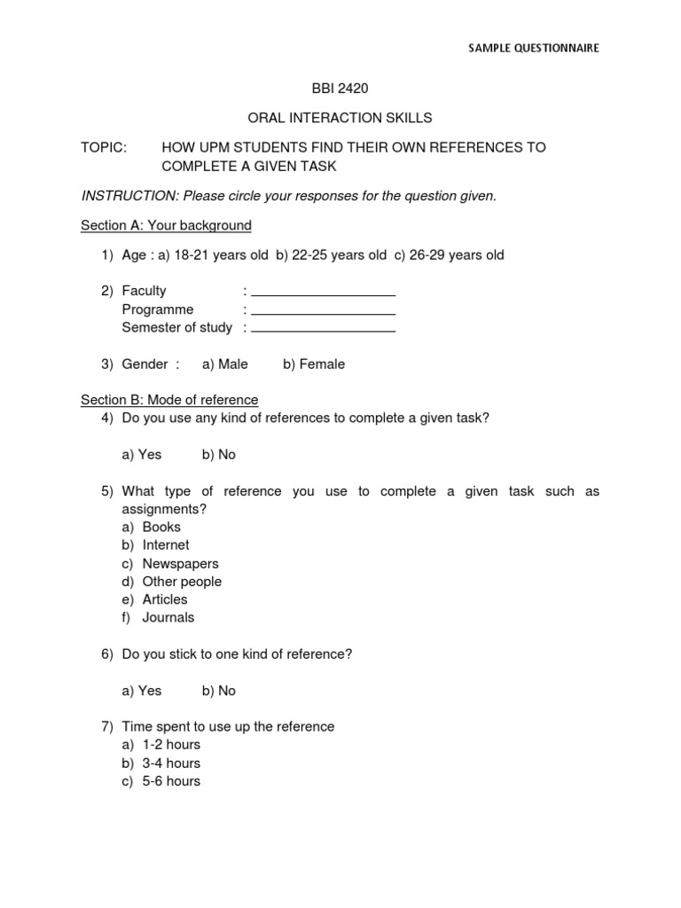 INSTRUCTION: Please Circle Your Responses For The Question Given | PDF ...