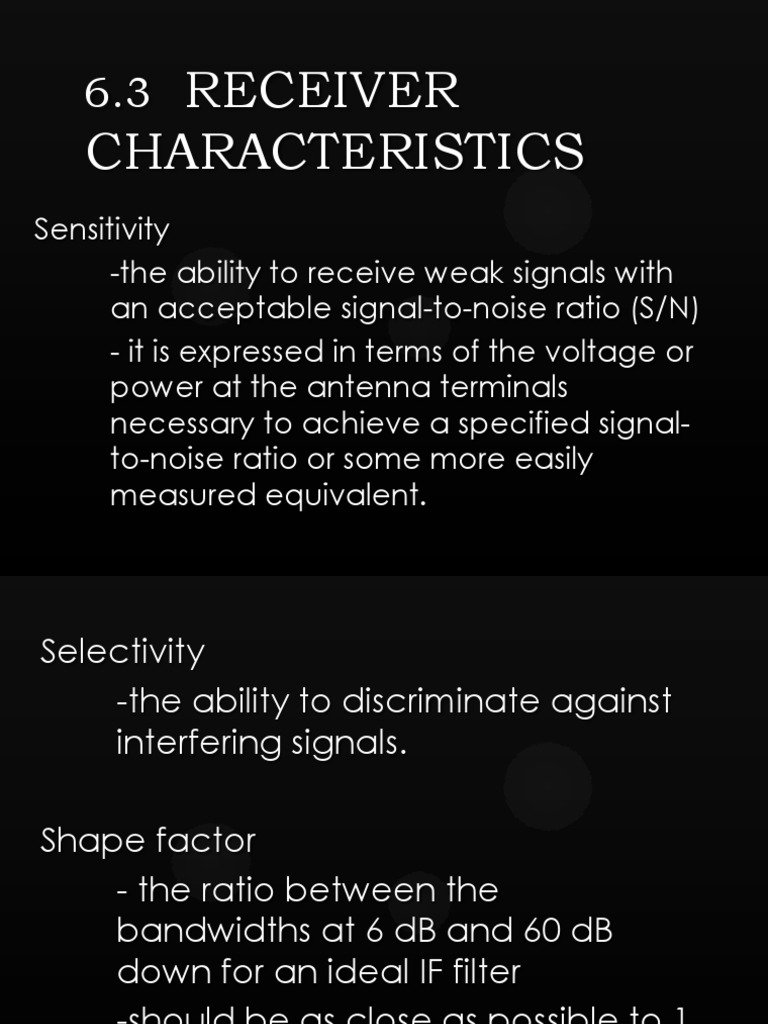 Receiver Characteristics Explained | PDF | Signal To Noise Ratio ...