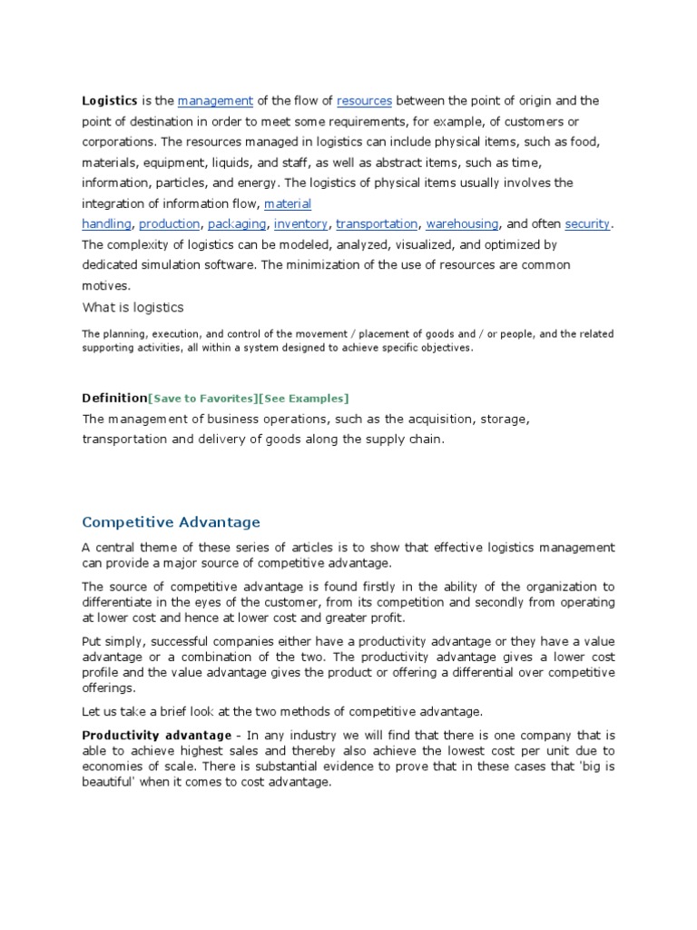 What Is Logistics | Download Free PDF | Logistics | Supply Chain