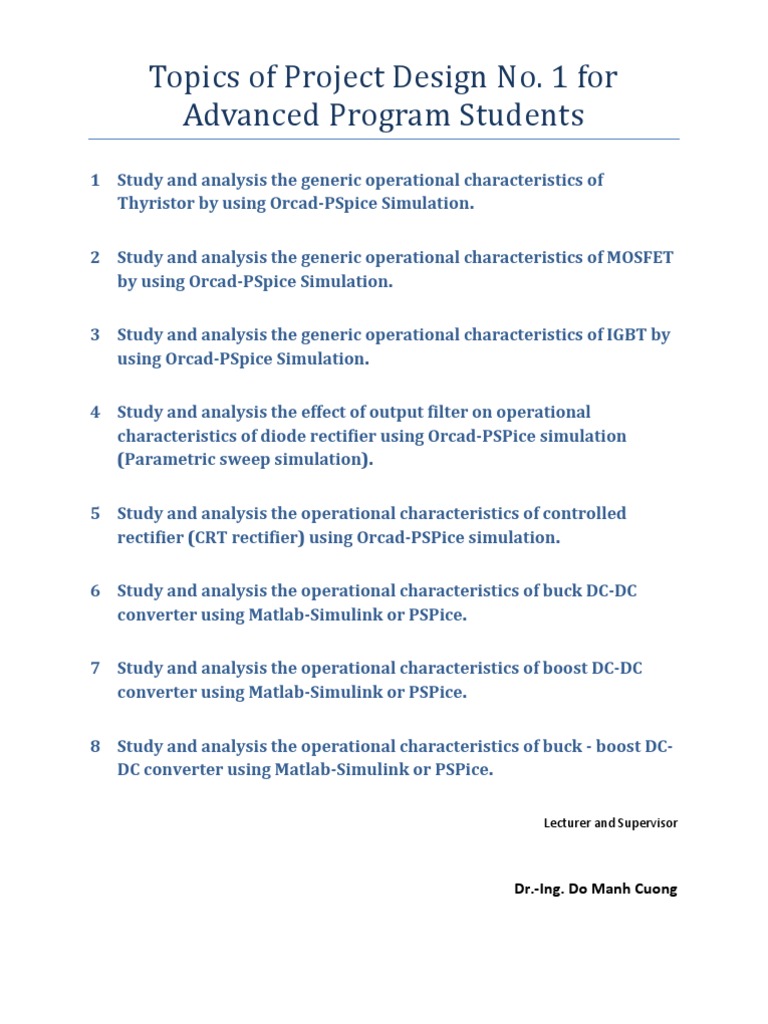 Project Design Topics for Advanced Students | PDF
