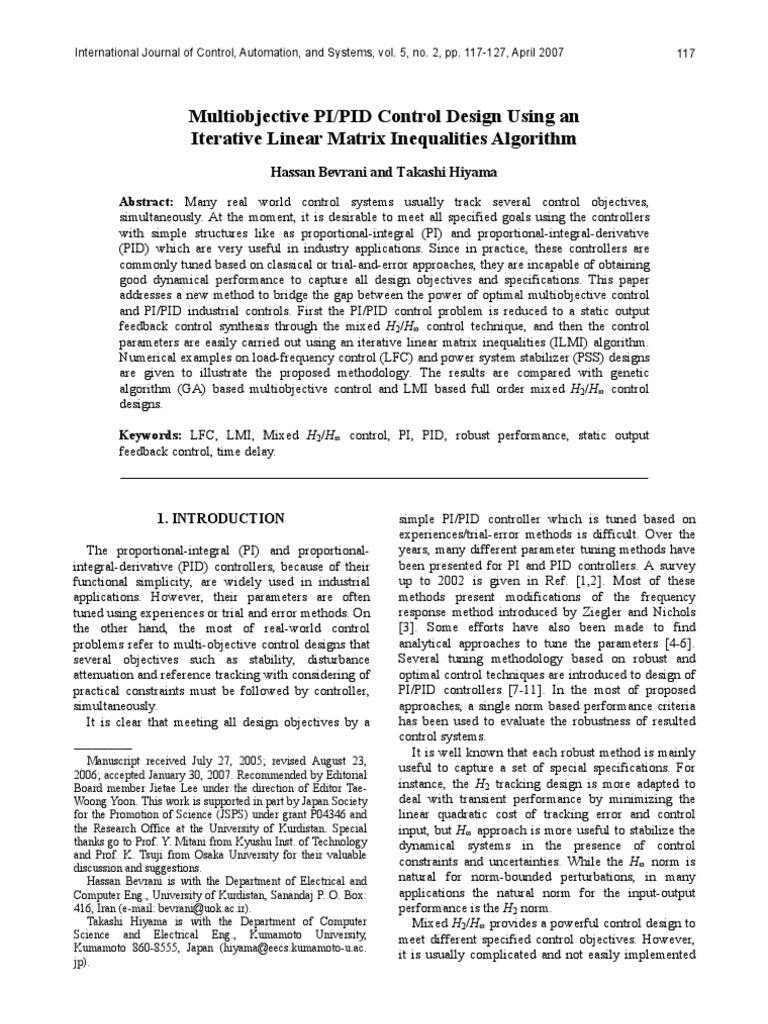 IJCAS v5 n2 pp.117-127 | PDF | Control Theory | Pi