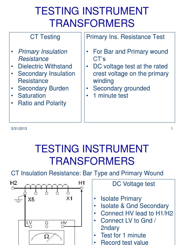 Testing And Commissioning Instrument Transformers Transformer