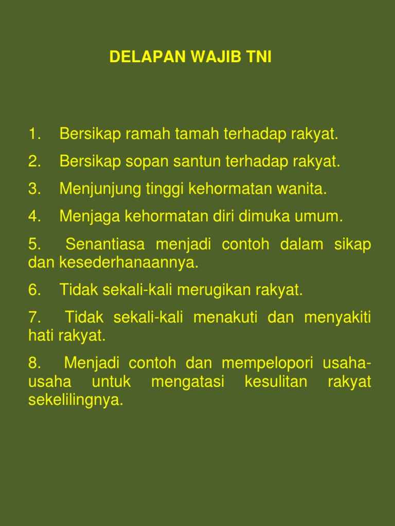 Delapan Wajib Tni | PDF