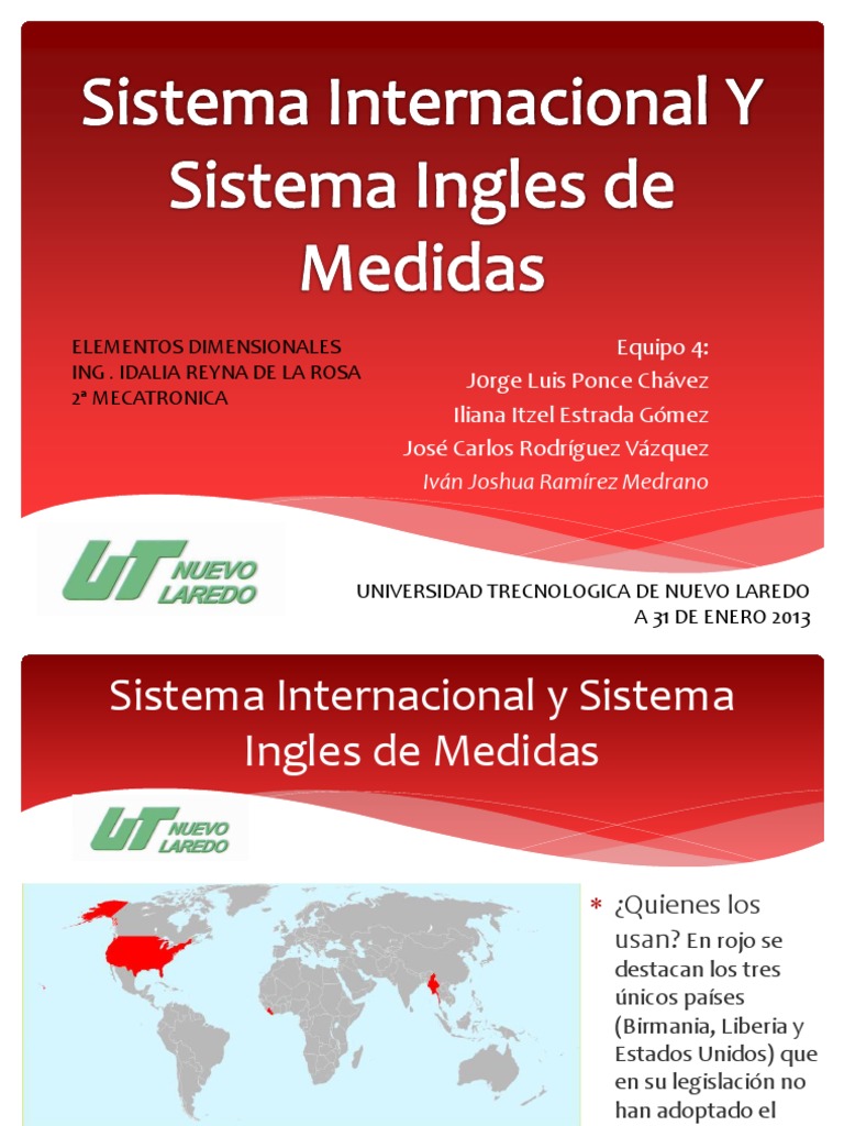Sistema Internacional Y Sistema Ingles de Medidas | Sistema ...