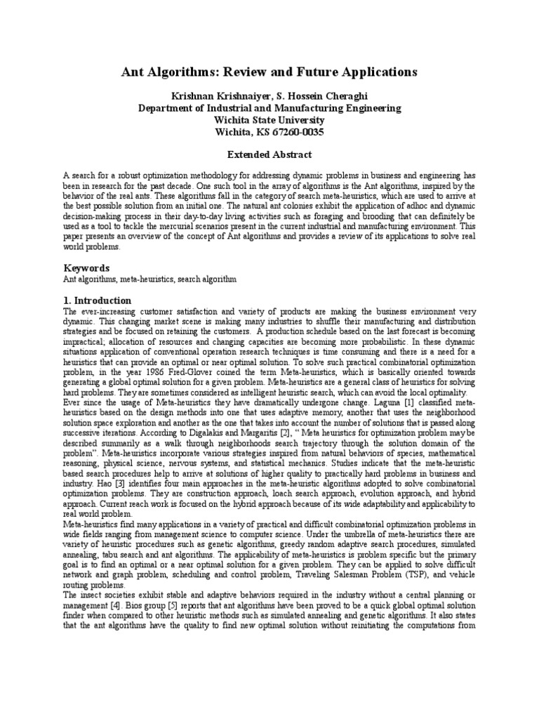 Ant Colony Optimization | PDF | Metaheuristic | Mathematical Optimization