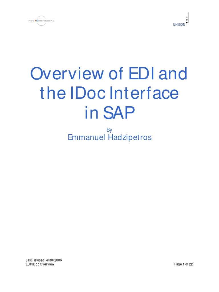Overview of Edi and The Idoc Interface in Sap: Emmanuel Hadzipetros | PDF | Electronic Data ...
