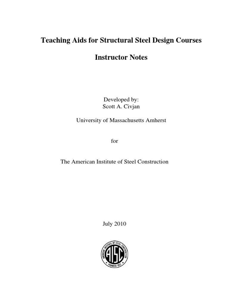 Teaching Aids For Structural Steel Design Courses Instructor Notes ...