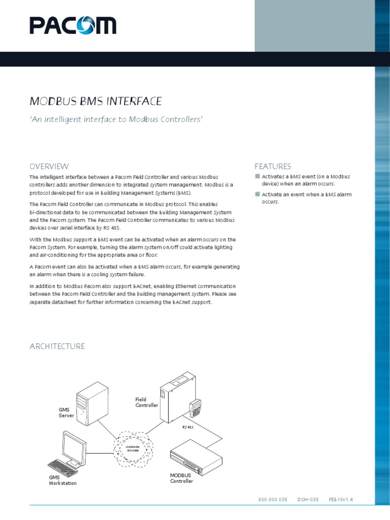 Modbus Bms Interface Datasheet | PDF