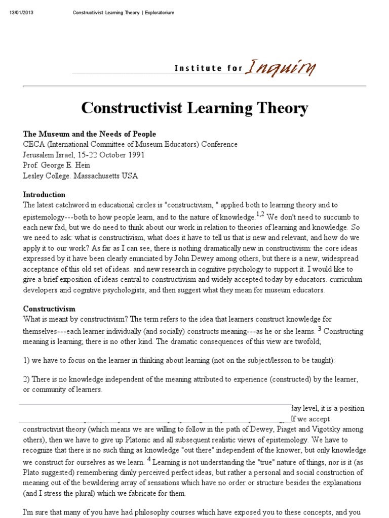 Constructivist Learning Theory - Exploratorium | PDF | Constructivism ...