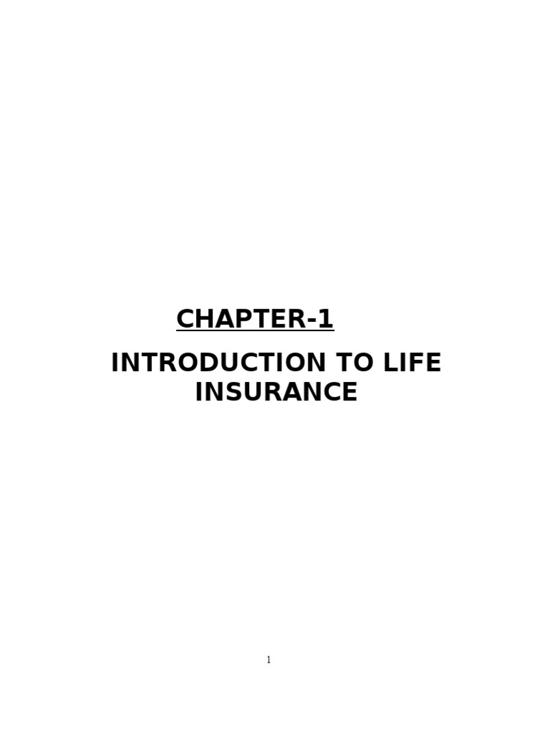 Chapter-1 Introduction To Life Insurance | PDF | Life Insurance | Insurance