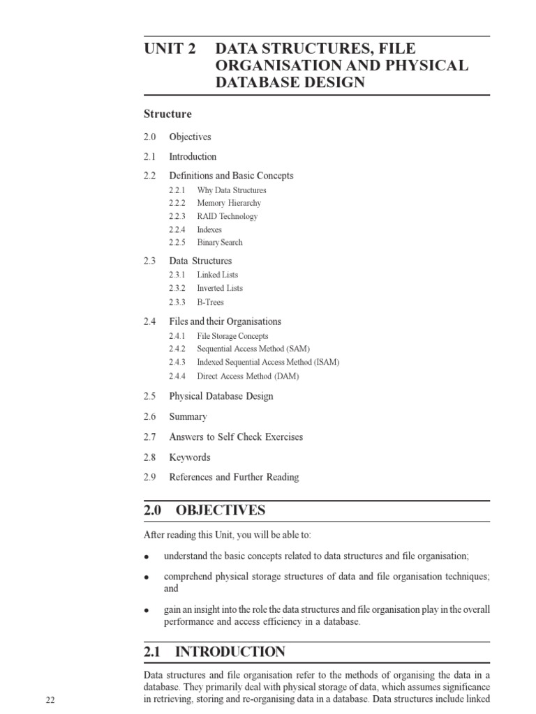 Unit 2 Data Structures, File Organisation and Physical Database Design | PDF | Database Index ...