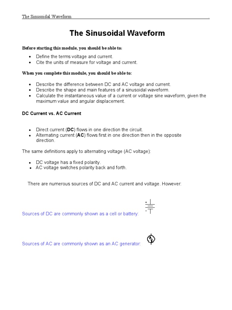 Lesson 1 Sinusoidal | PDF | Amplitude | Root Mean Square
