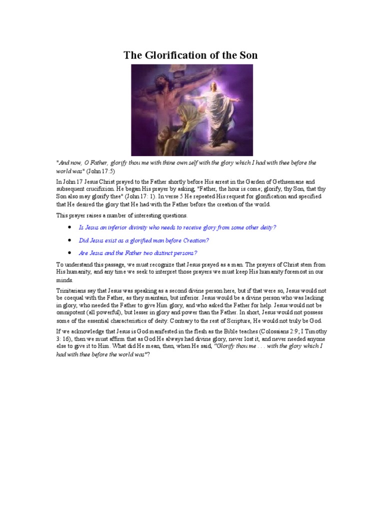 The Glorification of The Son | PDF | Glory (Religion) | Resurrection Of ...