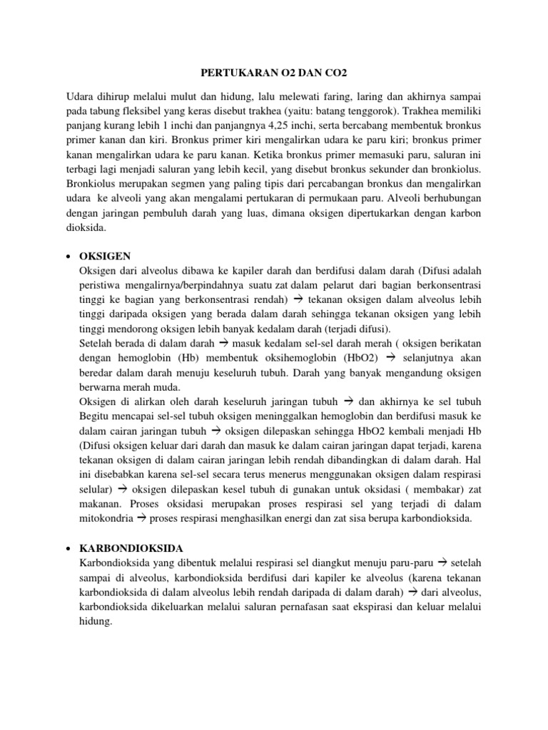 Pertukaran O2 Dan Co2 | PDF