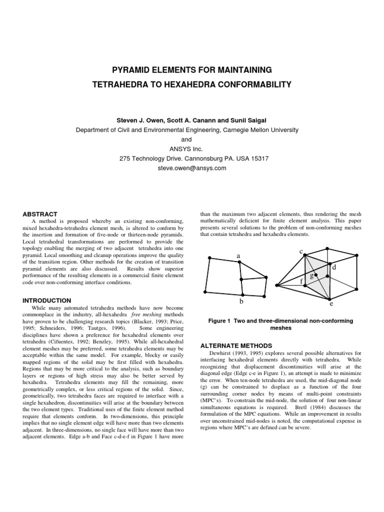 Creating Conforming Transitions Between Hexahedral and Tetrahedral Elements in Finite Element ...