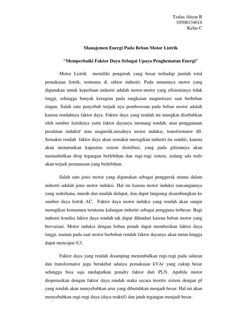 Beban Motor Listrik | PDF