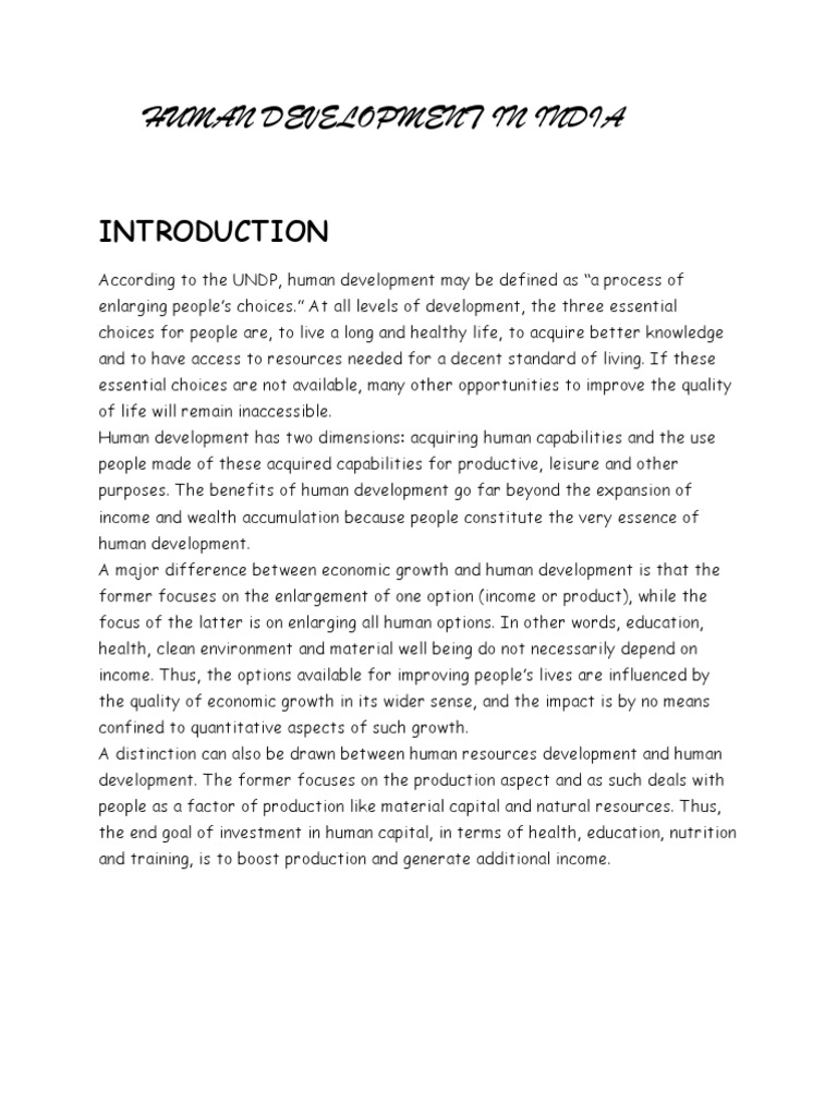 Human Development in India | PDF | Human Development (Humanity) | Human Development Index