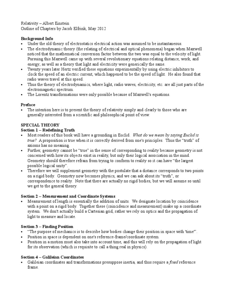 Relativity Outline | PDF | Special Relativity | Gravity