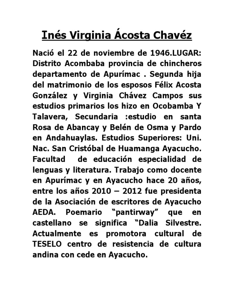 Inés Virginia Ácosta Chavéz | PDF | Clásicos