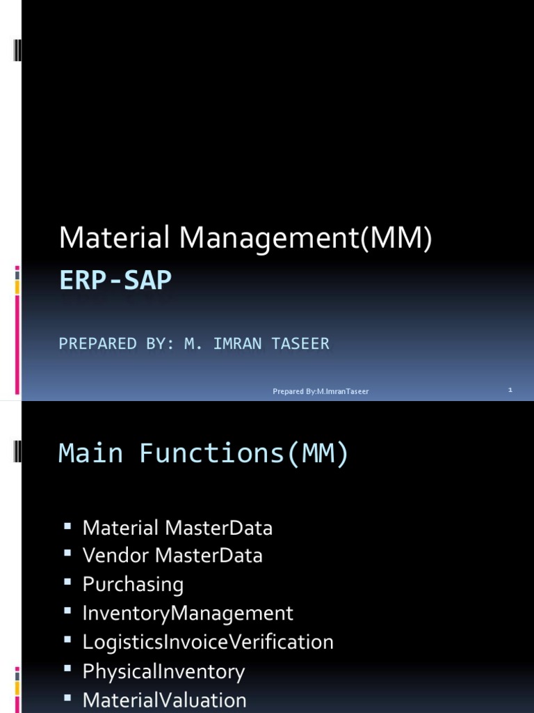 Material Management ERP-SAP | PDF | Services (Economics) | Industries