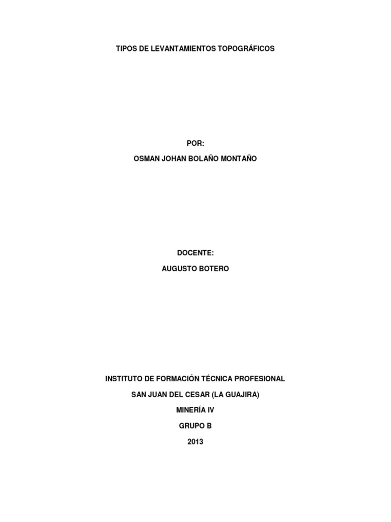 Tipos de Levantamientos Topográficos | PDF | Topografía | Geografía