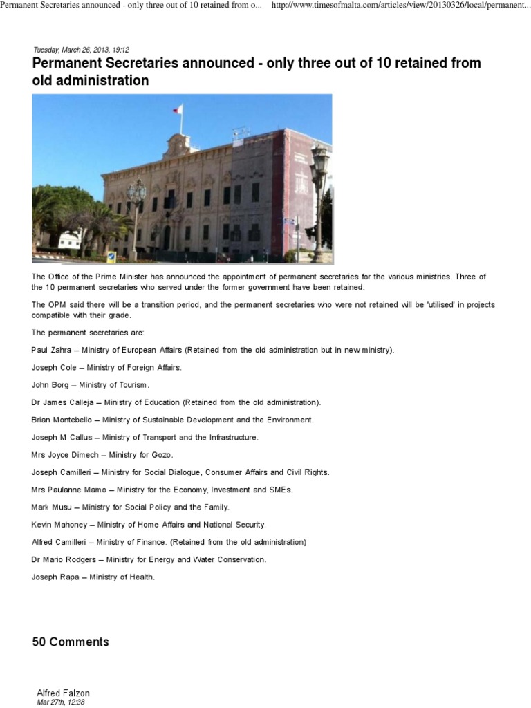 Permanent Secretaries Announced - Only Three Out of 10 Retained From ...
