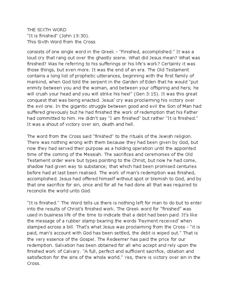 The Sixth Word | PDF | Sacrifice | Salvation